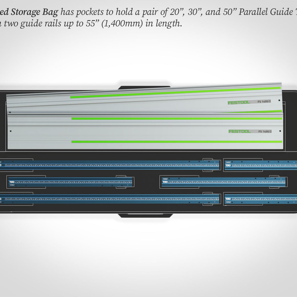 TSO Products Padded Storage Bag for Parallel Guides & Guide Rails Up t ...